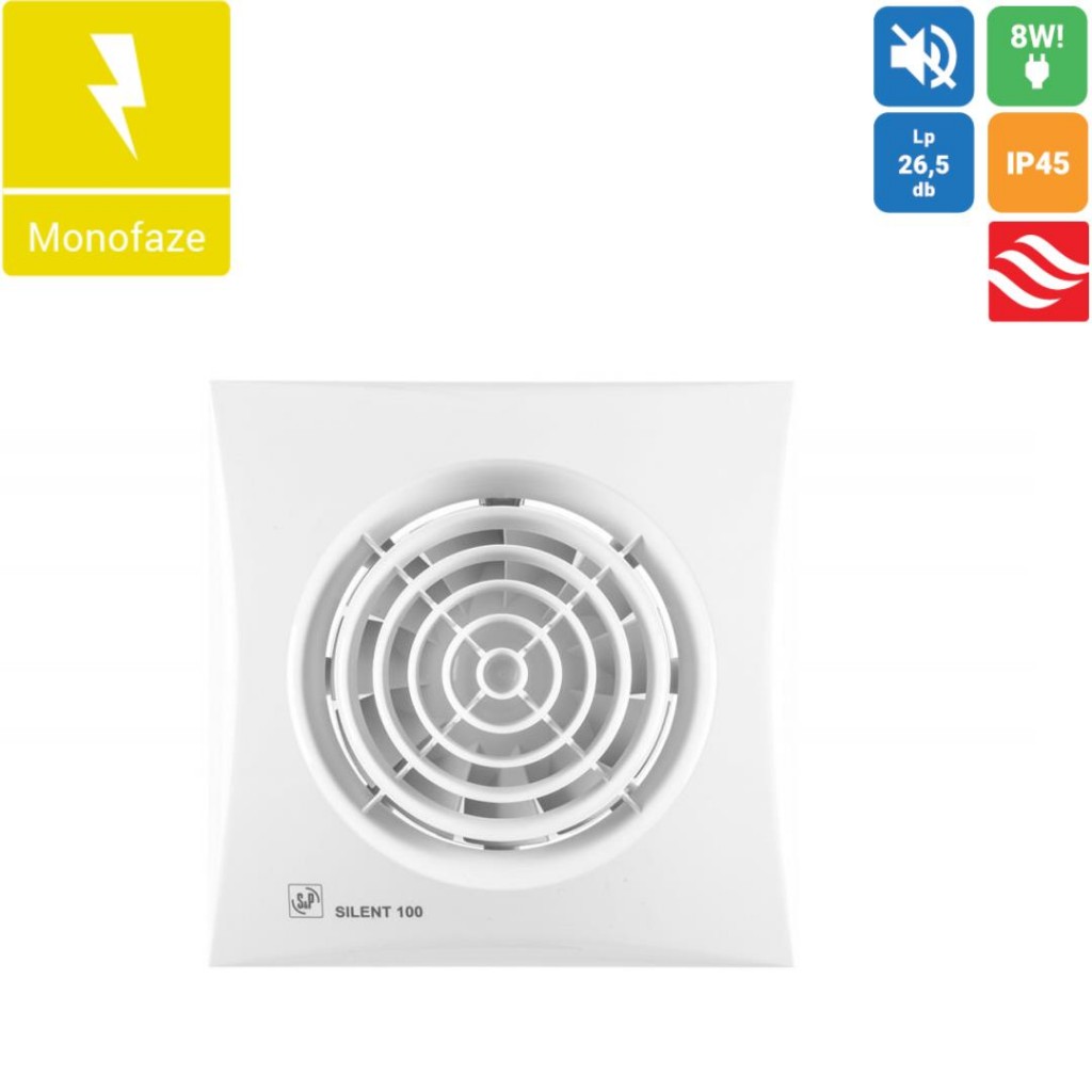 Soler Palau Silent 100 CZ Kanal 100mm m³/h 95 dB 26.5 Sessiz Tasarruflu ...